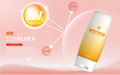 Sunblock ads template sun protection cosmetic Vector Image