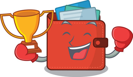 Boxing winner wallet mascot cartoon style Vector Image