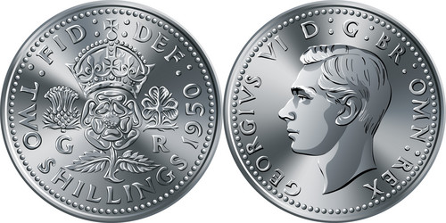 British coin king george vi florin Royalty Free Vector Image