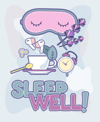 Sleep well poster items Royalty Free Vector Image