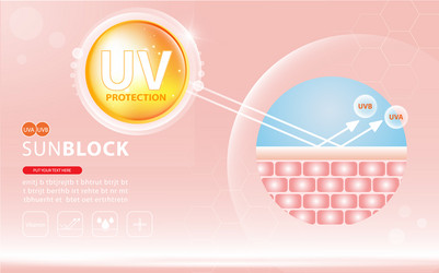 Sunblock ads template sun protection cosmetic Vector Image