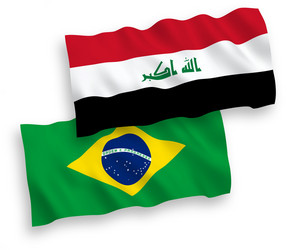 Brazil and iraq flags for official meeting Vector Image