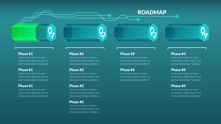 Vertical roadmap for game project with energy Vector Image