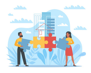 Successful partnership in construction business Vector Image