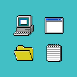 Pixel art retro computer text lined paper Vector Image