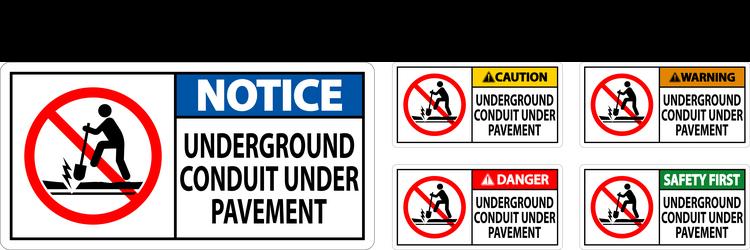Danger sign no digging Royalty Free Vector Image