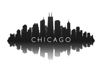Linear chicago city skyline Royalty Free Vector Image
