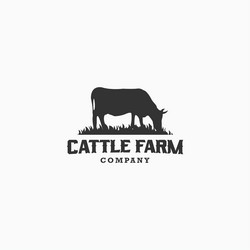 Cattle farm family logo design template Royalty Free Vector