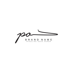 Po initial logo in signature style Royalty Free Vector Image