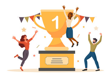 Success celebrating team jumping winners Vector Image