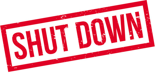 Shut down rubber stamp Royalty Free Vector Image