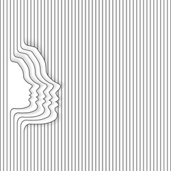 Parallel line art face woman portrait in contrast Vector Image