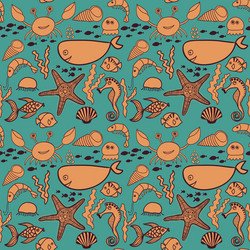 Marine seamless pattern endless texture of sea Vector Image