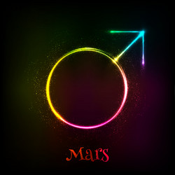 Shining neon light mars astrological symbol Vector Image