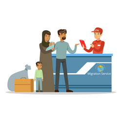 Refugees family illegal immigrants political Vector Image