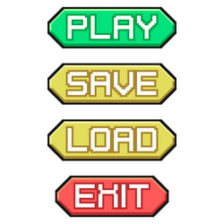Menu interface buttons pixel art set 8 bit Vector Image