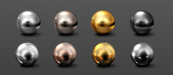 Realistic set of chrome balls on transparent Vector Image