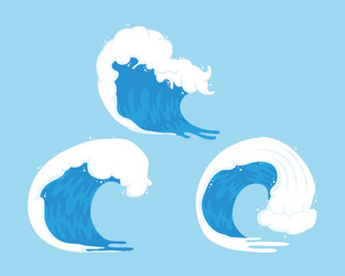 Three ocean waves Royalty Free Vector Image - VectorStock