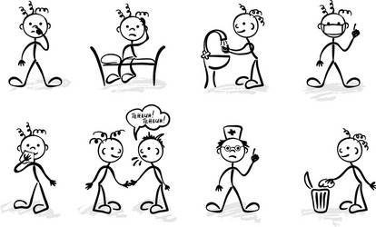 Cute Stick Figures Kayaking Set Royalty Free Vector Image