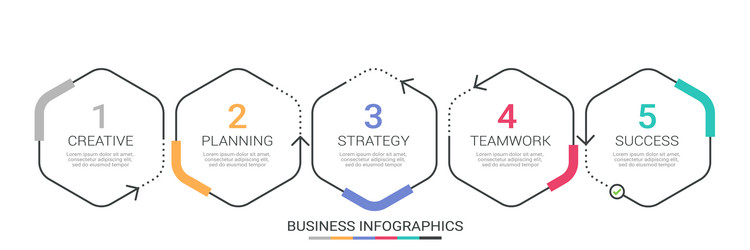 Line flow infographic 7 steps work process Vector Image