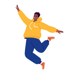 Young man jumping for joy Royalty Free Vector Image