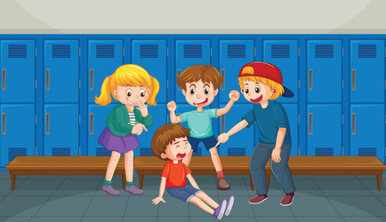 Bullying kids school scene Royalty Free Vector Image