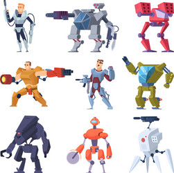 Transformers set battle robots with guns Vector Image