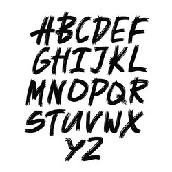 Alphabet lettersblack handwritten font drawn Vector Image