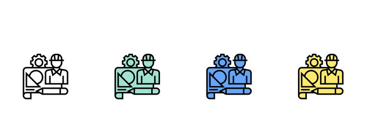 Icons engineer drawing style Royalty Free Vector Image