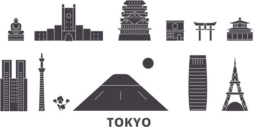 Japan tokyo line travel skyline set Royalty Free Vector