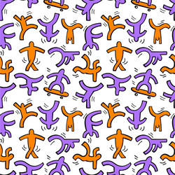 Dancing kawaii colorful crayons seamless pattern Vector Image