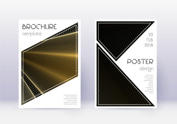 Triangle cover design template set gold abstract Vector Image