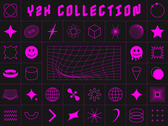 Y2k style symbols and design elements collection Vector Image