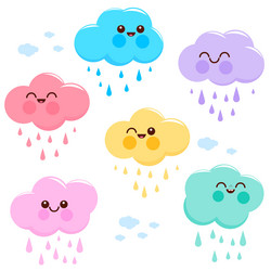 Set of cute weather icons with different emotions Vector Image