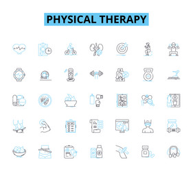 Biomechanics linear icons set kinetics Royalty Free Vector
