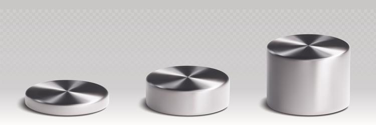 Silver 3d cylinders set on transparent background Vector Image