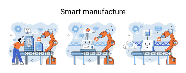 Smart manufacture metaphor with automated Vector Image
