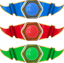 Blue round frame with ribbon Royalty Free Vector Image