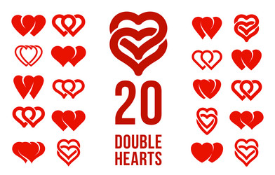Collection of hearts logos or icons set heart Vector Image