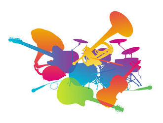 Printable music instruments theme border template Vector Image