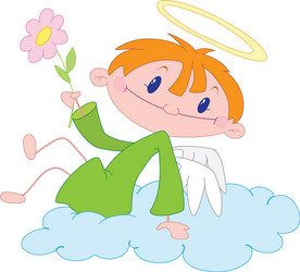Small boy swinging with a merry butterfly Vector Image