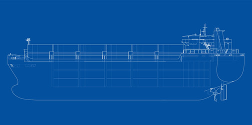 Tanker outline drawing ship industrial blueprint Vector Image