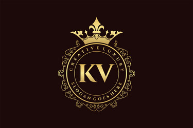 Kv initial letter luxury calligraphic feminine Vector Image