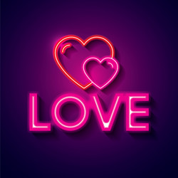 Love poster with neon lights Royalty Free Vector Image