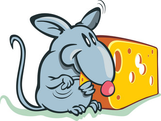 Cartoon mouse running with slice of cheese Vector Image
