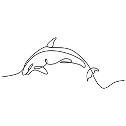 One single line drawing of cute dolphin a big Vector Image