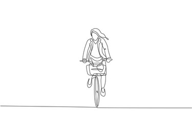 Single continuous line drawing of young Royalty Free Vector