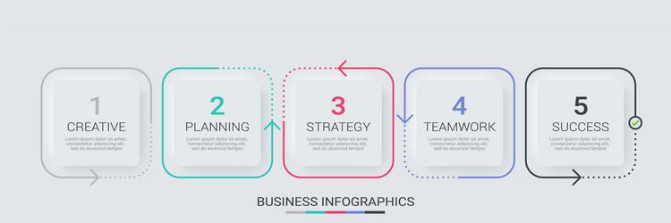 3 colorful marker shapes line infographic Vector Image