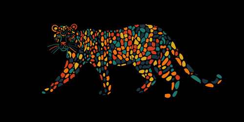 Big wild cat art spotted color for your design Vector Image