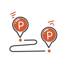 Hand drawn doodle destination pointer with letter Vector Image